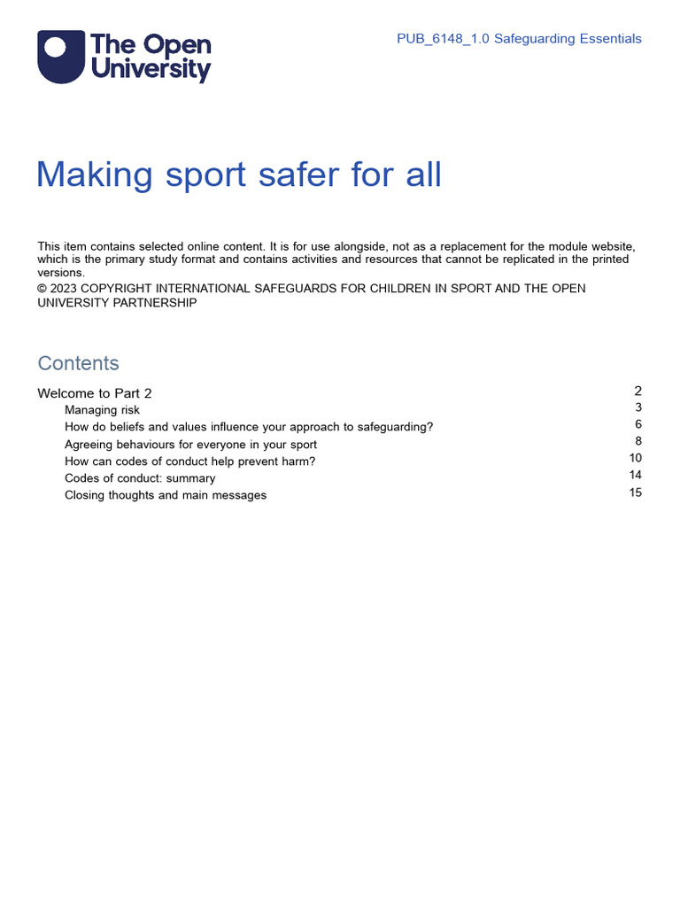 Making Sport Safer For All Printable | PDF | Bullying | Risk