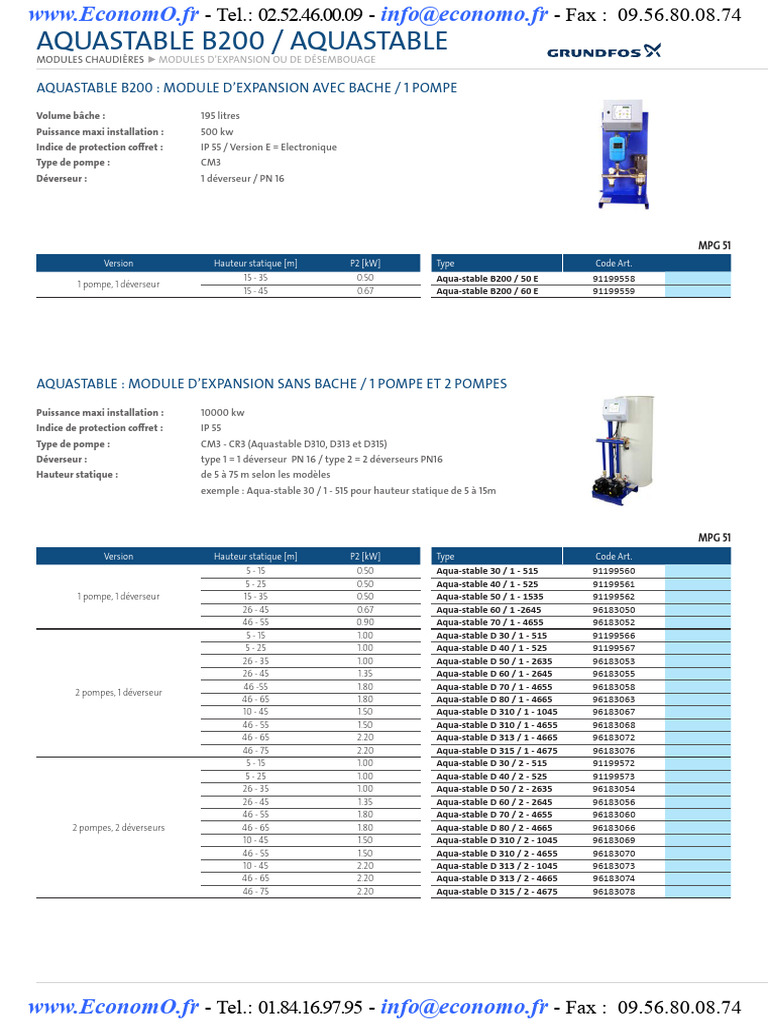 Modules d'expansion Aquastable 200L | PDF | Pompe | Soupape
