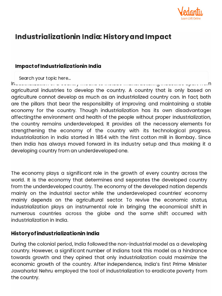 Industrialization in India - History and Impact | PDF