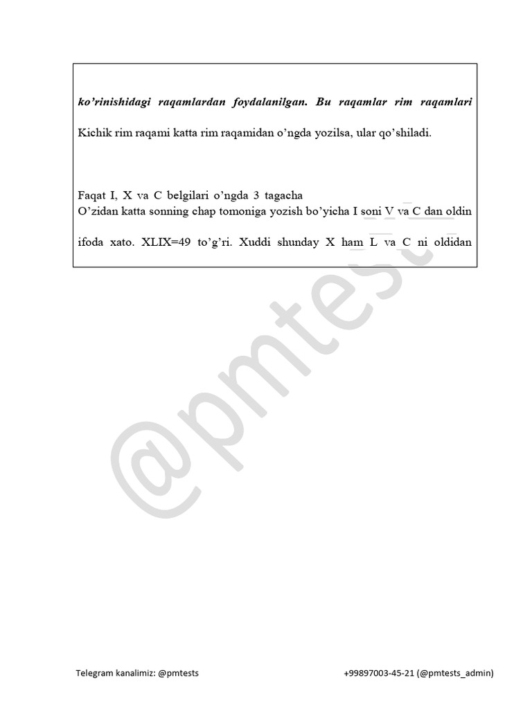 Rim Raqamlari (Yozishda Uchraydigan Xatolar) | PDF