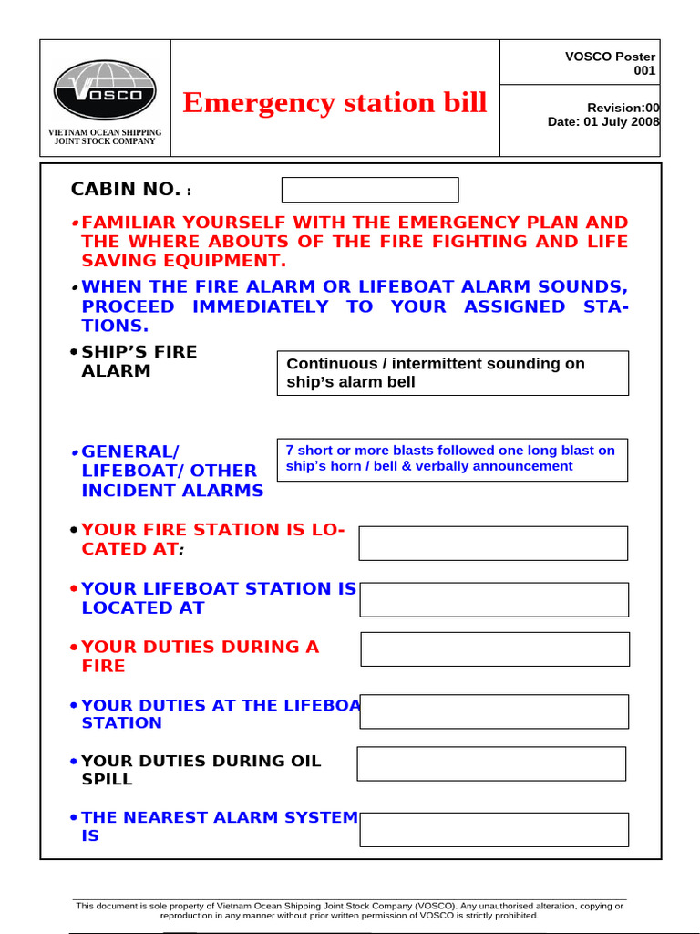 Poster 001-Emergency Station Bill Poster | PDF | Watercraft | Ships