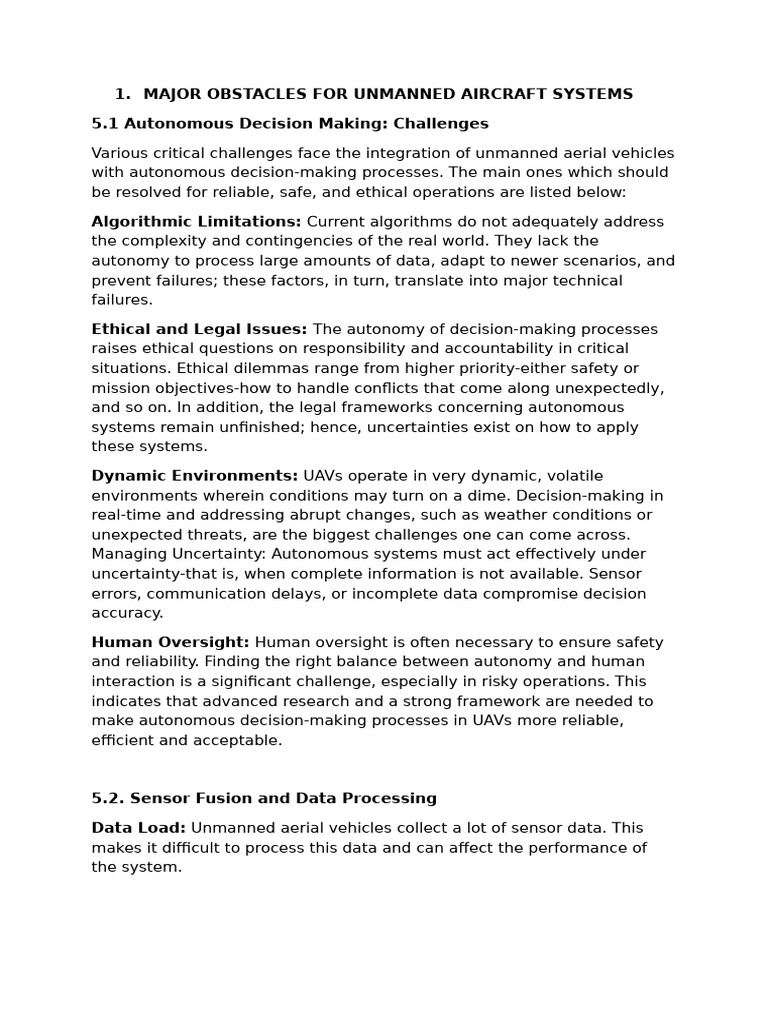 Major Obstacles For Unmanned Aircraft Systems | PDF | Unmanned Aerial ...