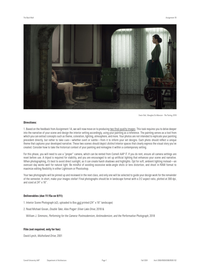 FA24 - Arch3308 4509 6308 6509.102 - The Back Wall - CWilmes - 1B | PDF | Photograph | Camera