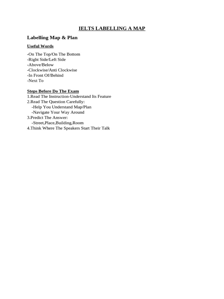 Ielts Labelling A Map | PDF