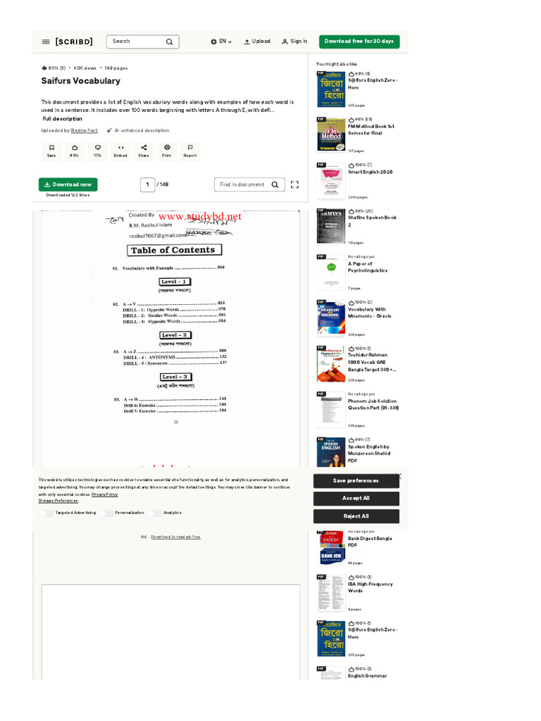 WWW Scribd Com Document 589700595 Saifurs Vocabulary... | PDF | Scribd | Download