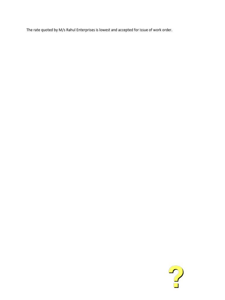 The Rate Quoted by M/s Rahul Enterprises Is Lowest and Accepted For Issue of Work Order | PDF