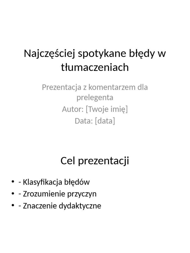 Najczesciej Bledy Tlumaczenia | PDF