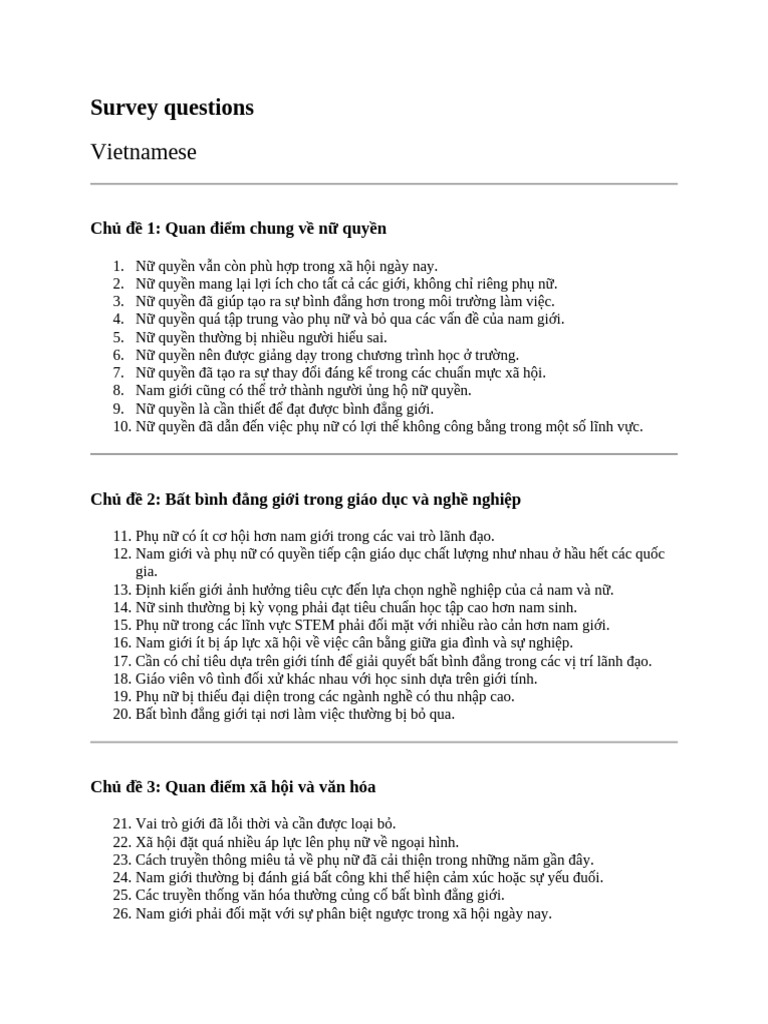 Survey Questions | PDF