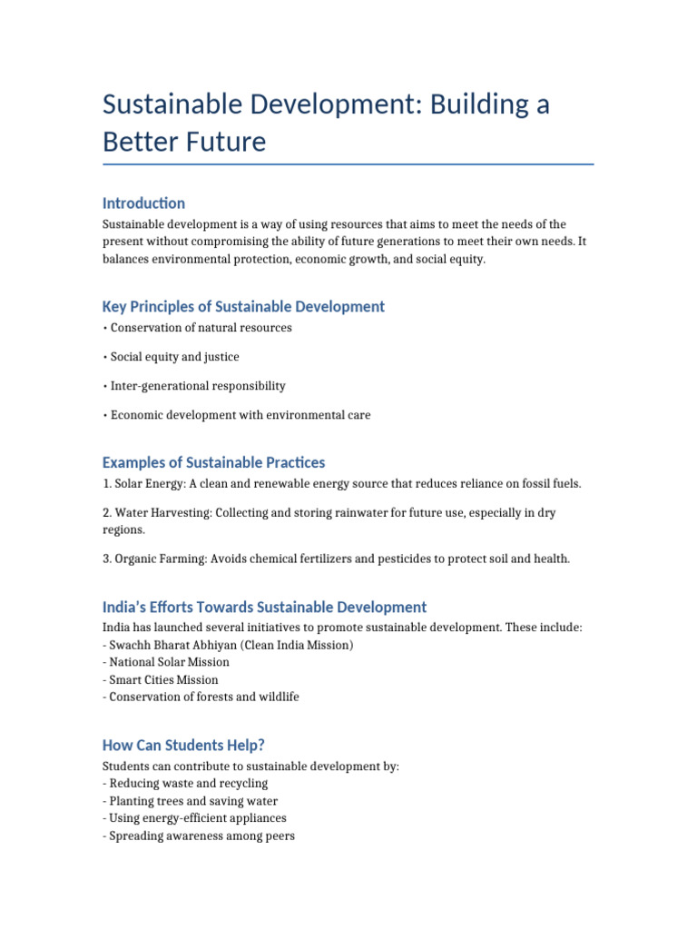 Sustainable Development for Class 10 | PDF