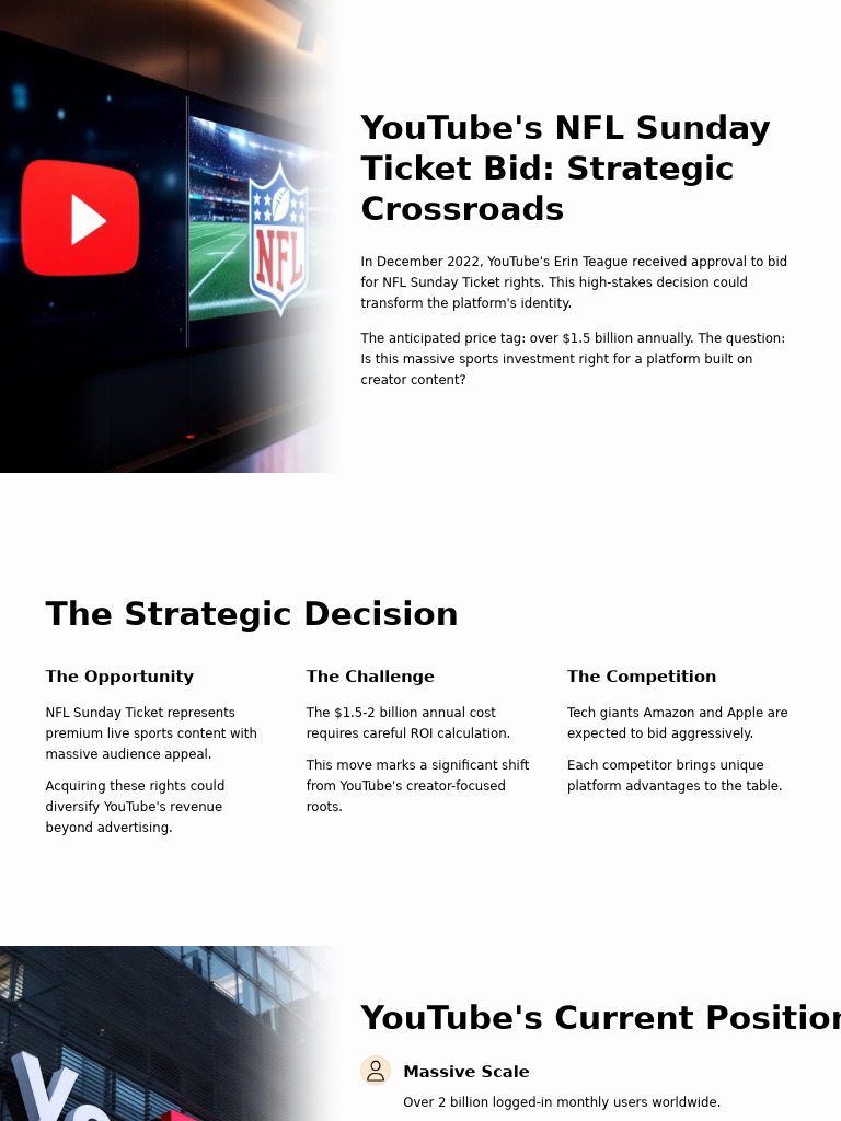 YouTubes NFL Sunday Ticket Bid Strategic Crossroads | PDF | You Tube ...