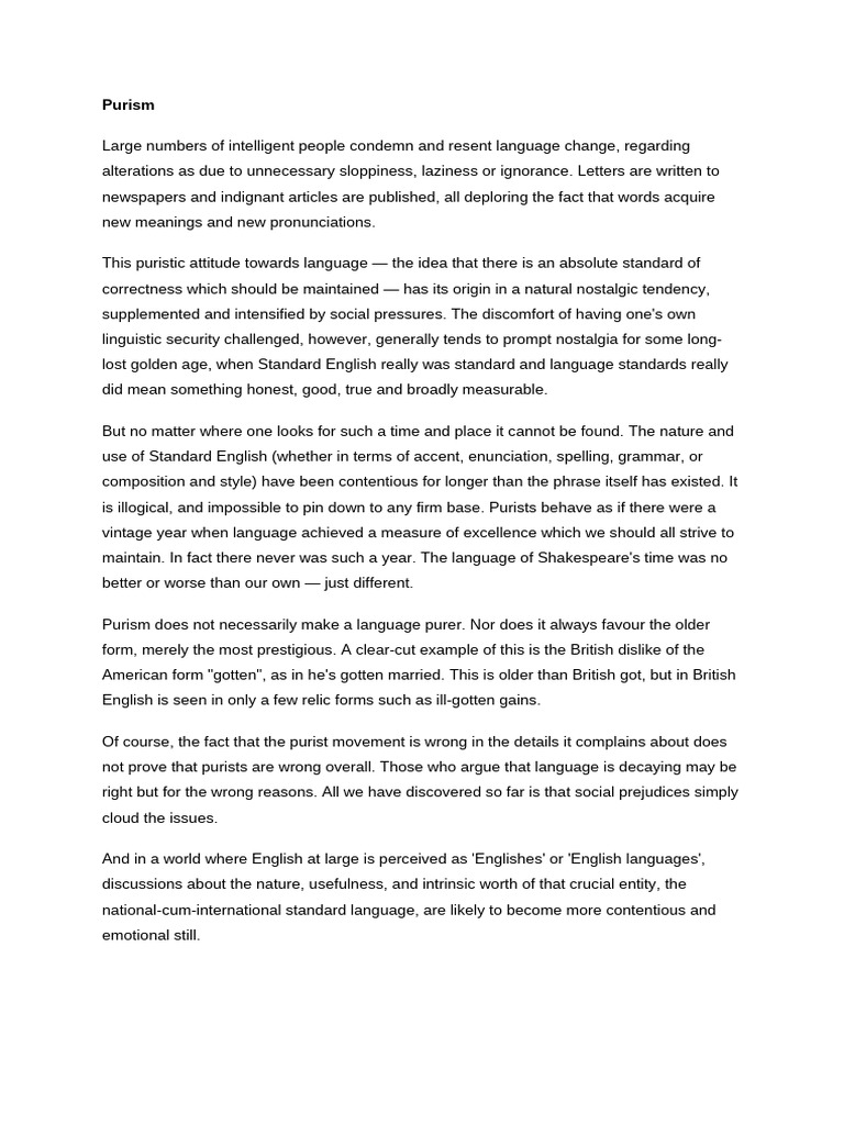 The Fallacy of Language Purism | PDF