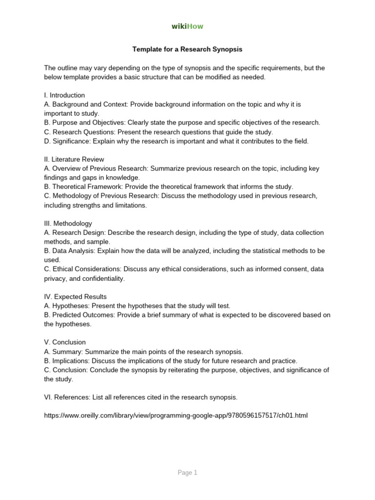 Research Synopsis Template | PDF