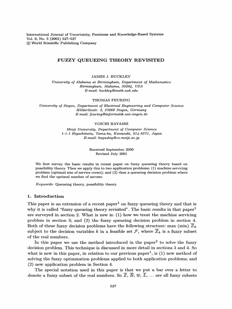 Teoría de Colas Difusa Revisada | PDF | Mathematical Optimization | Matrix (Mathematics)