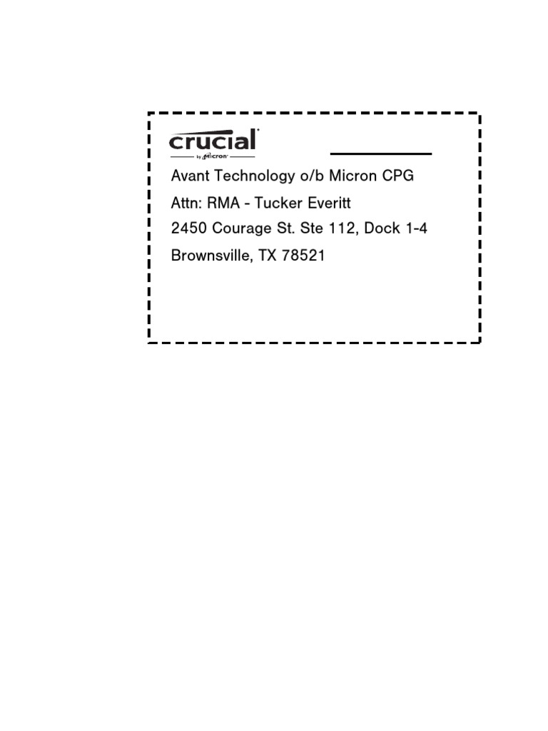 Micron CPG Rma Label Boise | PDF