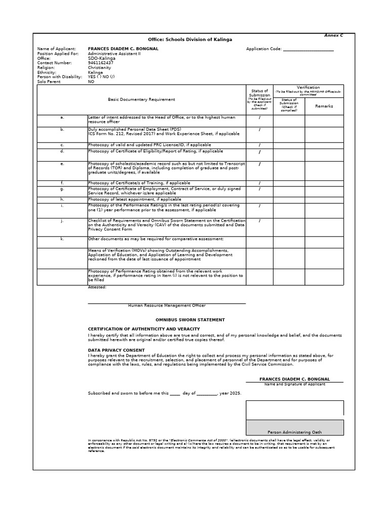 Checklist of Requirements & Omnibus | PDF
