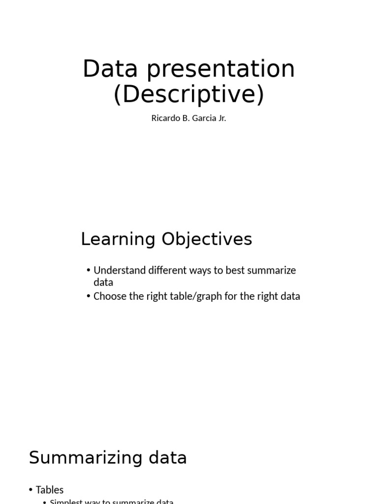 Descriptive Data Presentation | PDF | Chart | Visualization (Graphics)