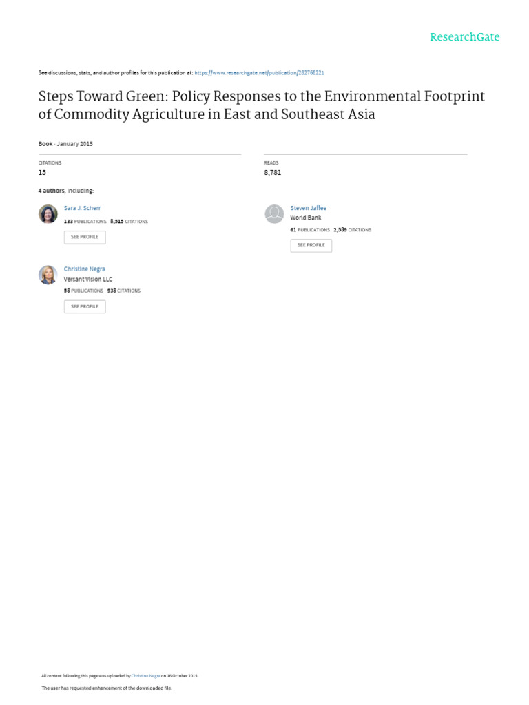 Steps Toward Green Policy Responses To The Environmental Footprint of ...