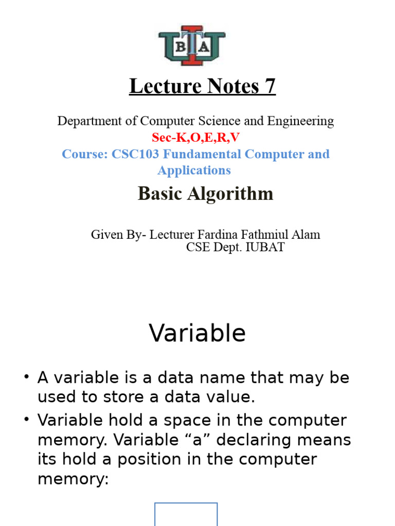 Modified Leture Notes 7 CSC 103 Algorithm | PDF | Algorithms | Integer ...