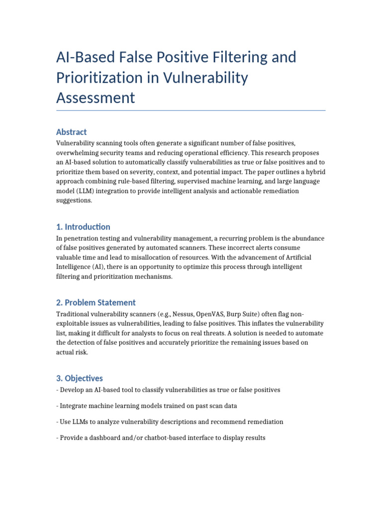 AI for Filtering Vulnerability False Positives | PDF | Artificial ...