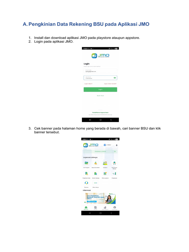 Panduan Pengguna JMO Update Rekening_BSU 2025 (1) | PDF