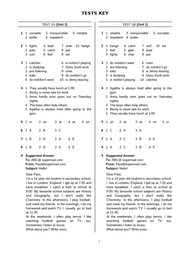 English Test Answers and Key | PDF | Bilbo Baggins | The Hobbit