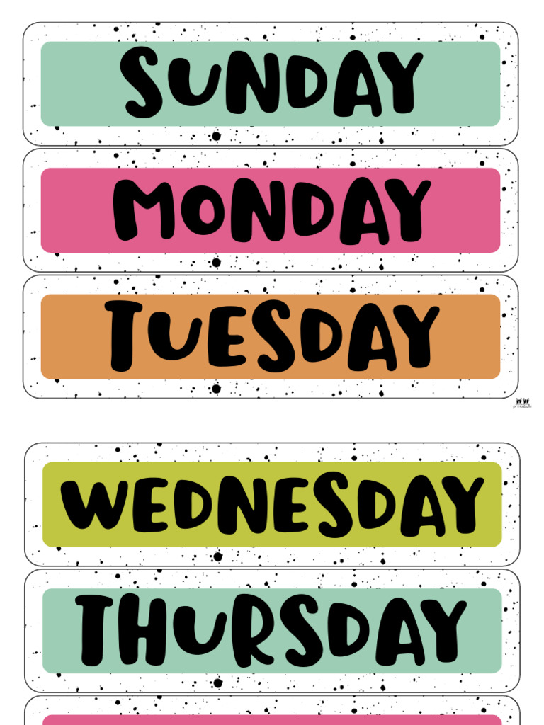 Days of The Week Printable 16 | PDF