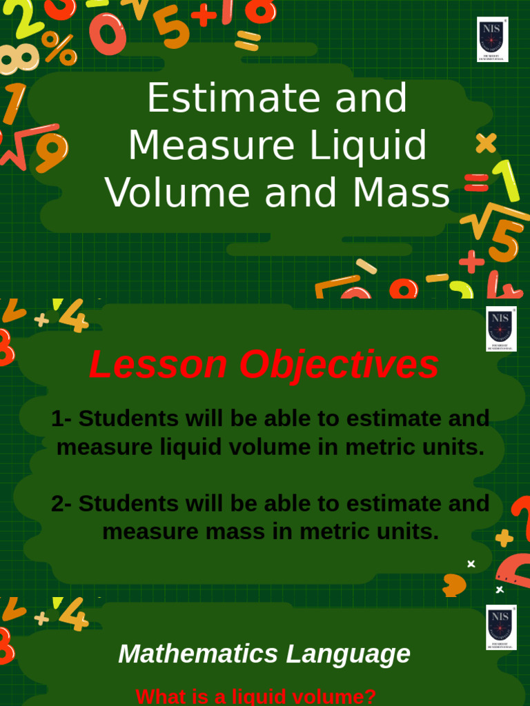 Estimate and Measure Liquid Volume and Mass | PDF