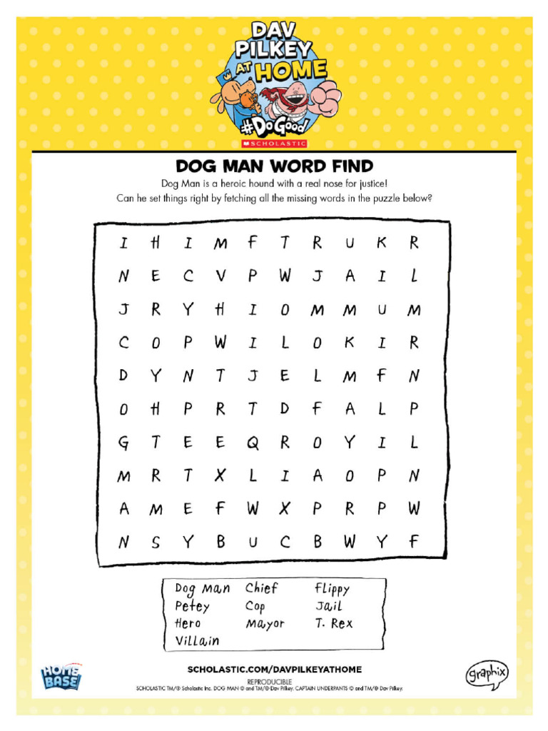 Dog Man Word Find 1 | PDF