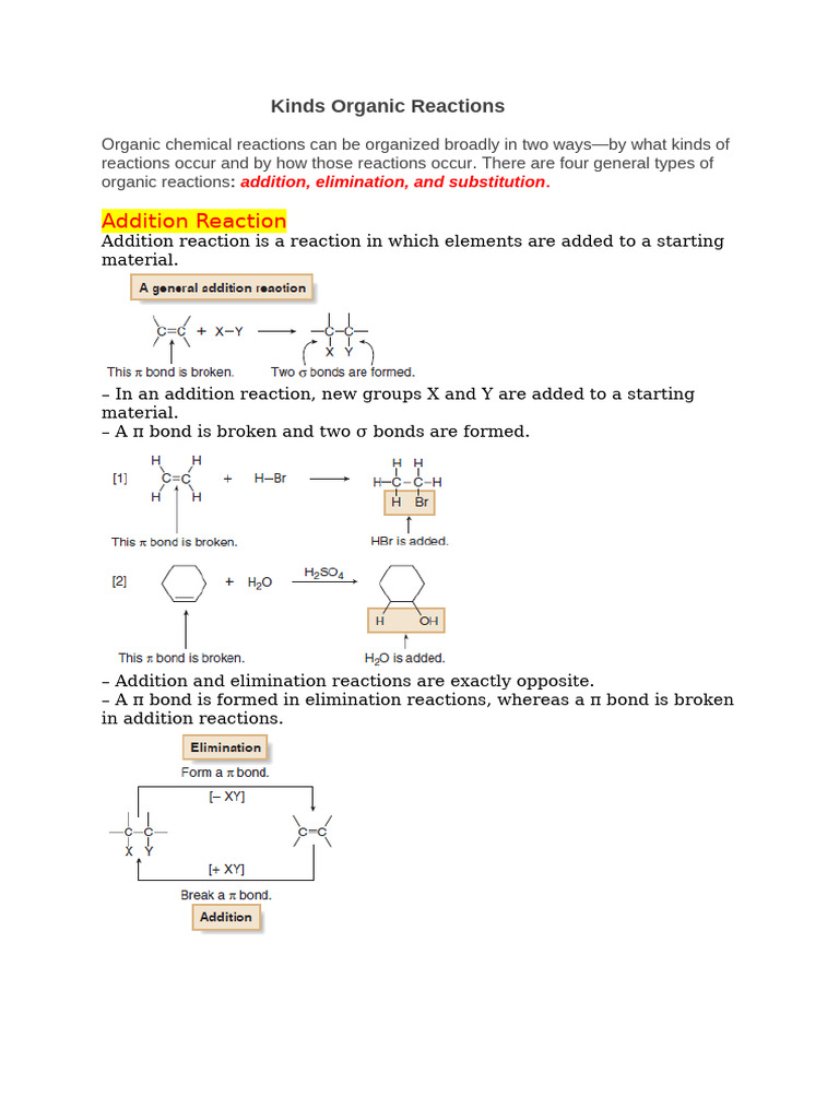 Types of Organic Reactions Explained | PDF