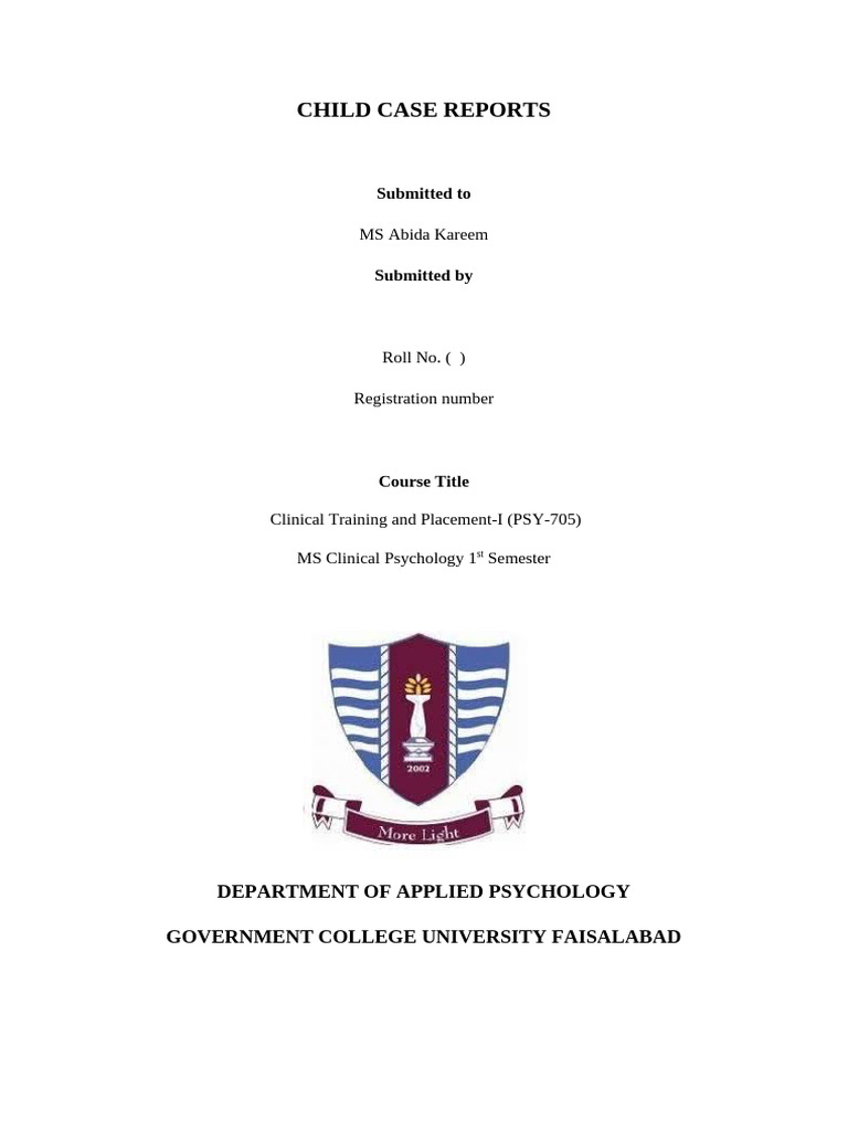 Child Case Reports Format | PDF | Psychology | Psychotherapy