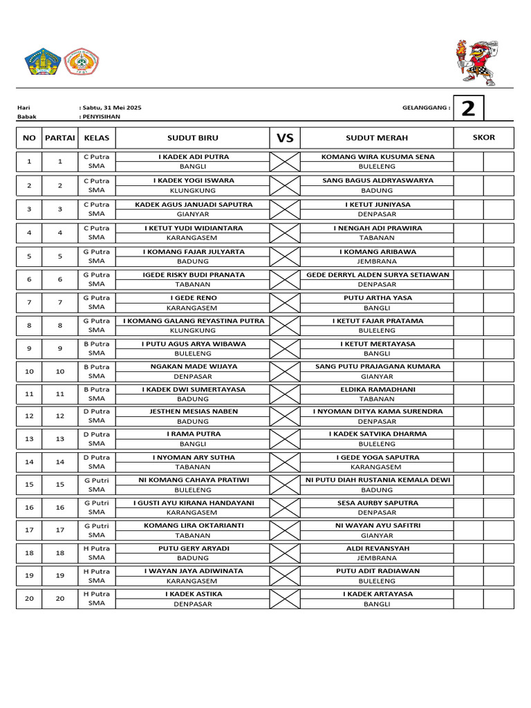 Jadwal Penyisihan SMA | PDF