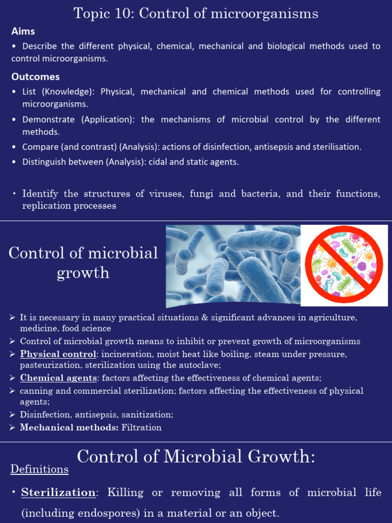 Microbial Control Methods Overview | PDF | Disinfectant | Antimicrobial