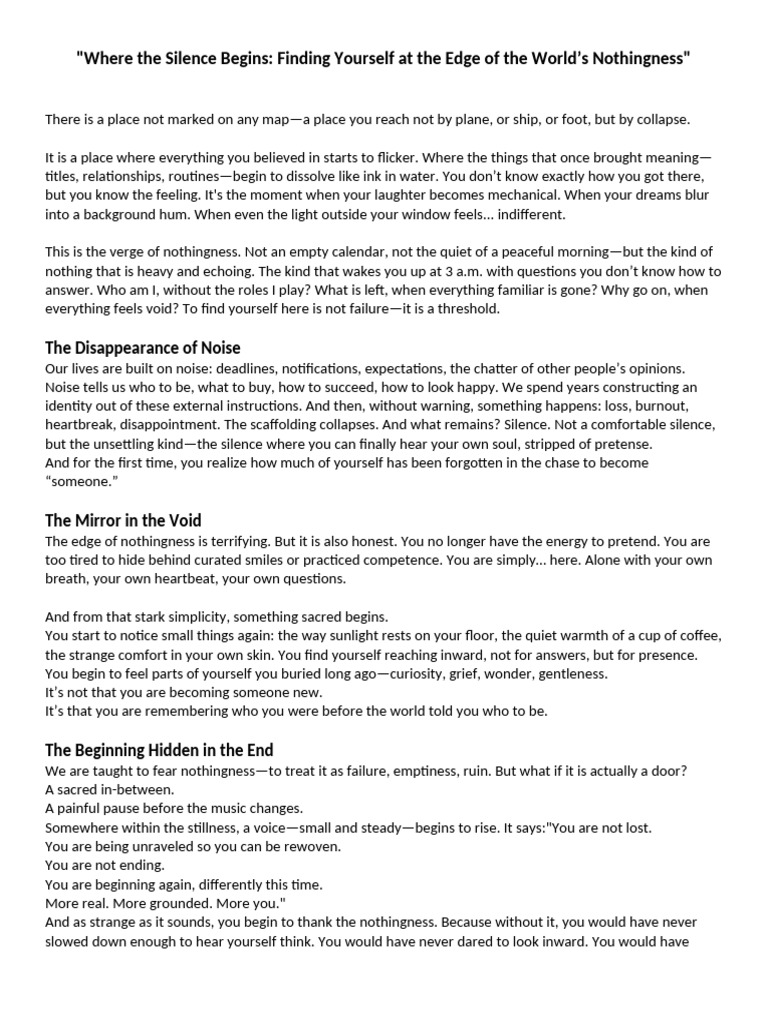 Finding Yourself in The World of Nothingness | PDF