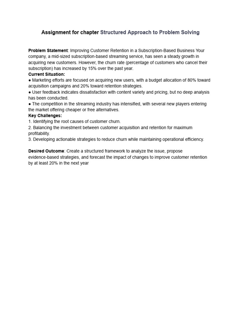 Assignment For Chapter Structured Approach To Problem Solving | PDF ...