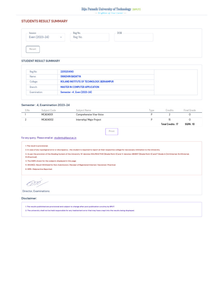 BPUT EXAMS - 4th Sem Result | PDF | Chess Theory | Chess