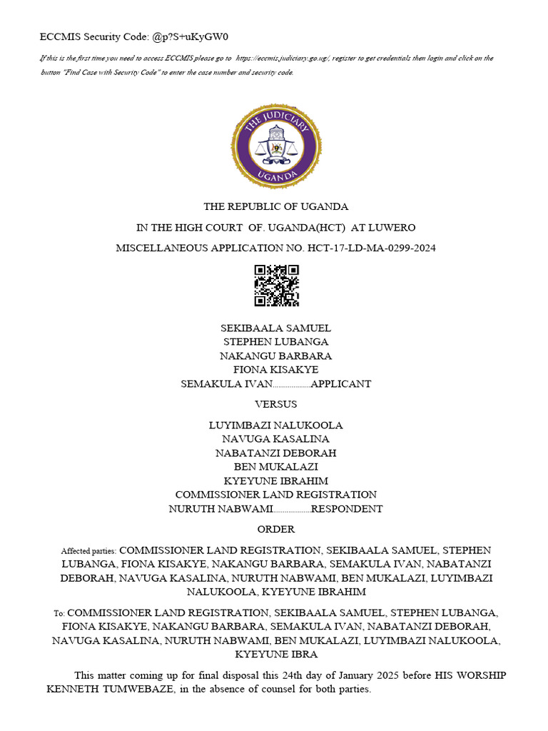 Temporary Injunction Order in Uganda | PDF | Government