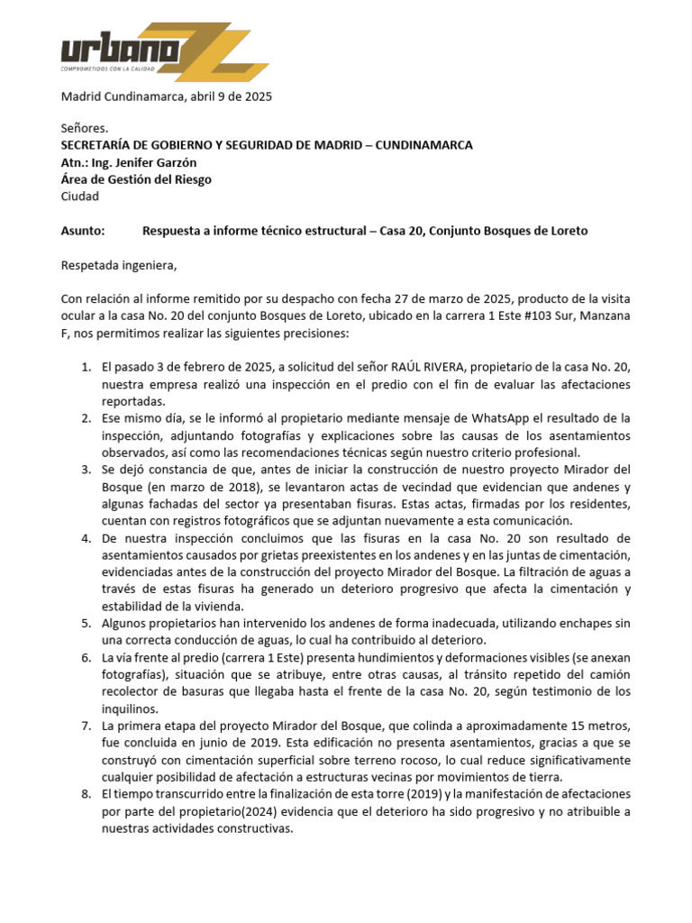 20250409 Respuesta informe tecnico | PDF
