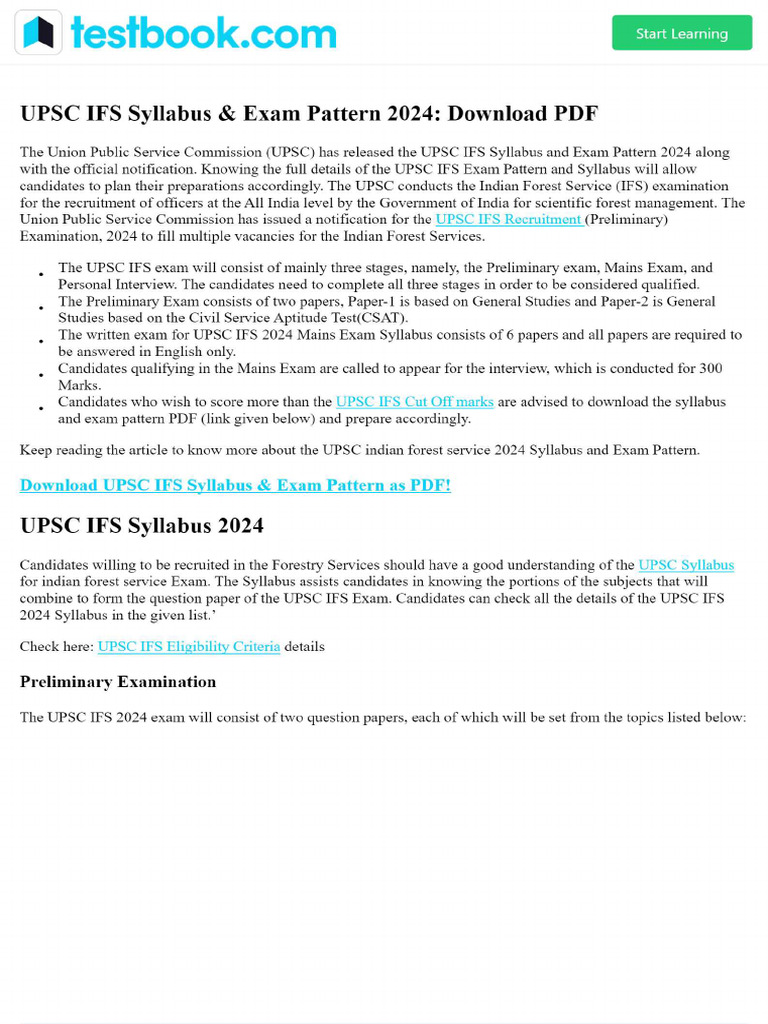 UPSC IFS Syllabus & Exam Pattern 2024 - Download PDF | PDF