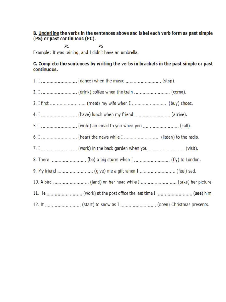 Past Continous Ex | PDF