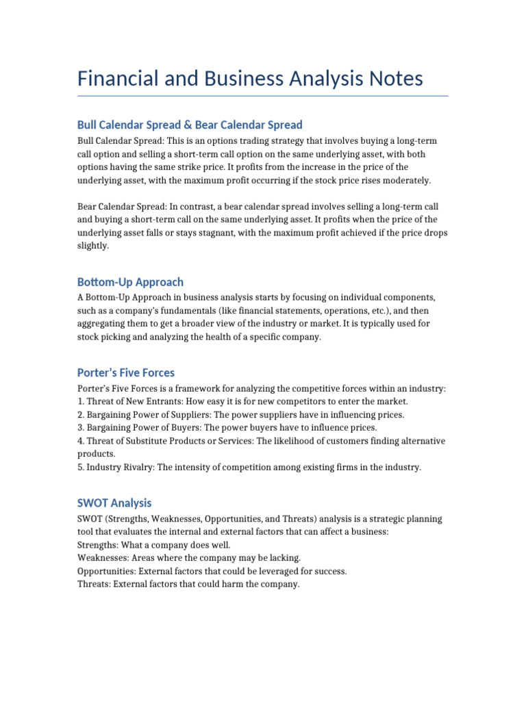 Financial Business Analysis Notes | PDF | Swot Analysis | Financial Markets