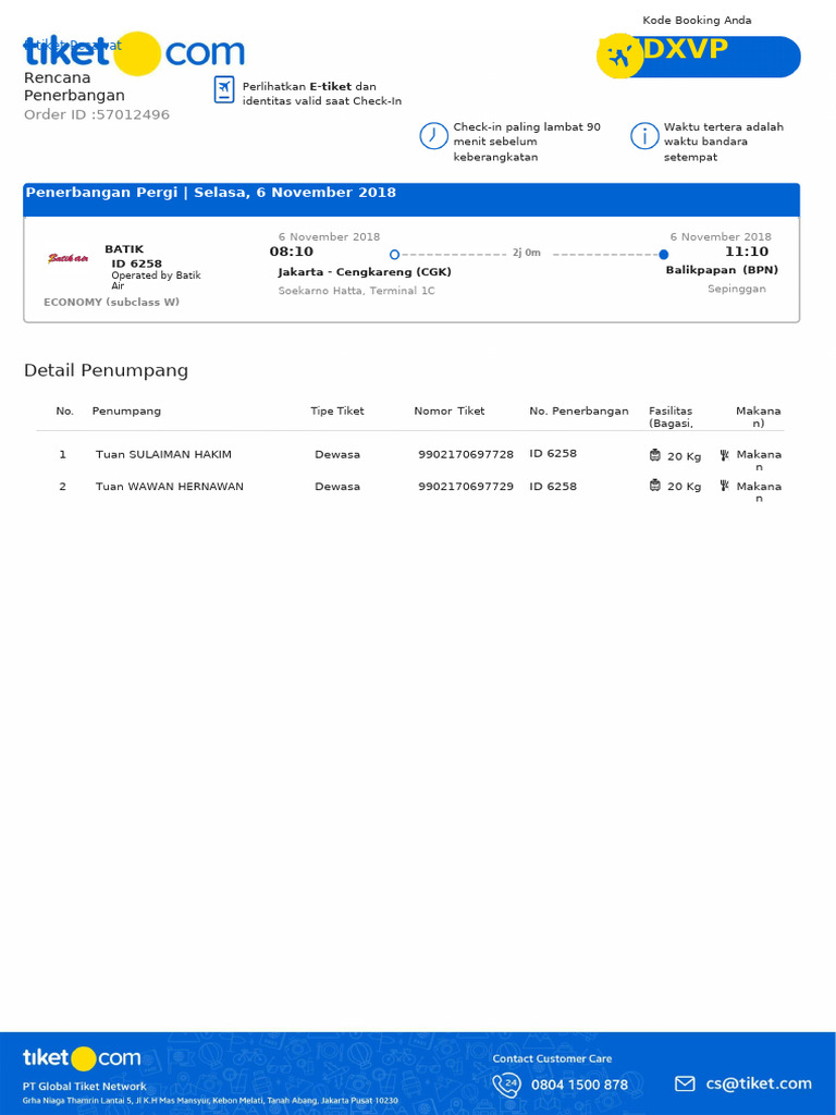 Invoice Tiket Pesawat Ticketcom | PDF