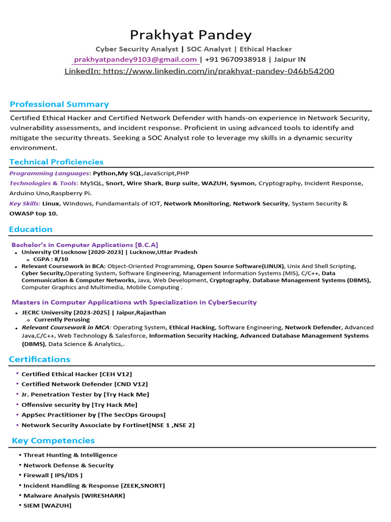 Prakhyat UpdatedResume | PDF | Security | Computer Security