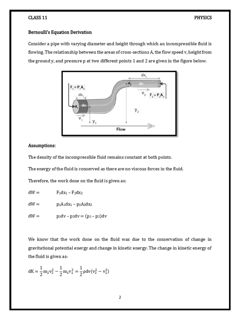 Bernoulli's Equation and Principle Explained | PDF | Fluid Mechanics ...