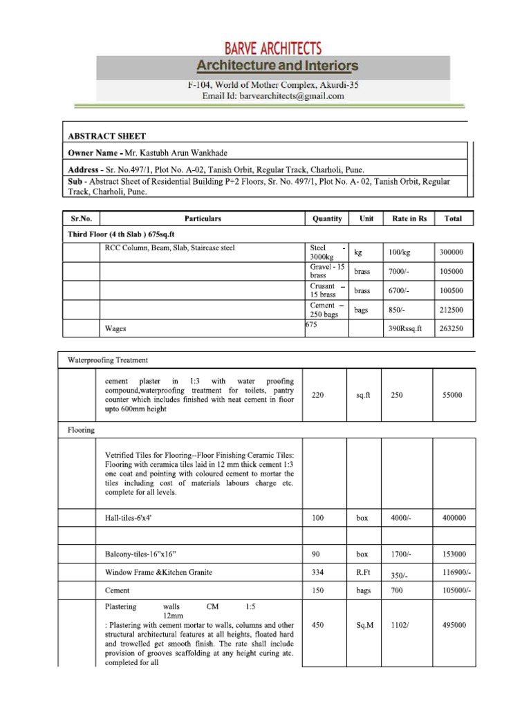ABSTRACT SHEET For MR - Kastubh Wankhade Third Floor | PDF