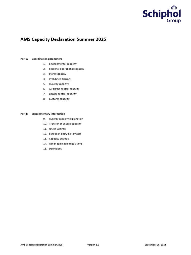 AMS Capacity Declaration Summer 2025 Version 1.0 | PDF | Air Traffic ...