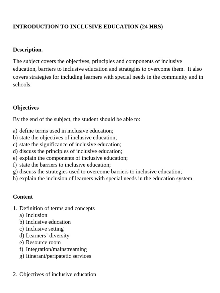Inclusive Education Overview and Strategies | PDF | Inclusion ...