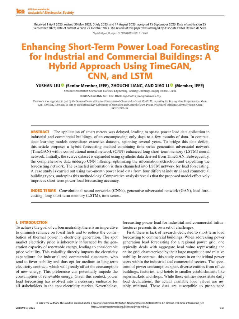 Enhancing Short-Term Power Load Forecasting For Industrial and Commercial Buildings A Hybrid ...