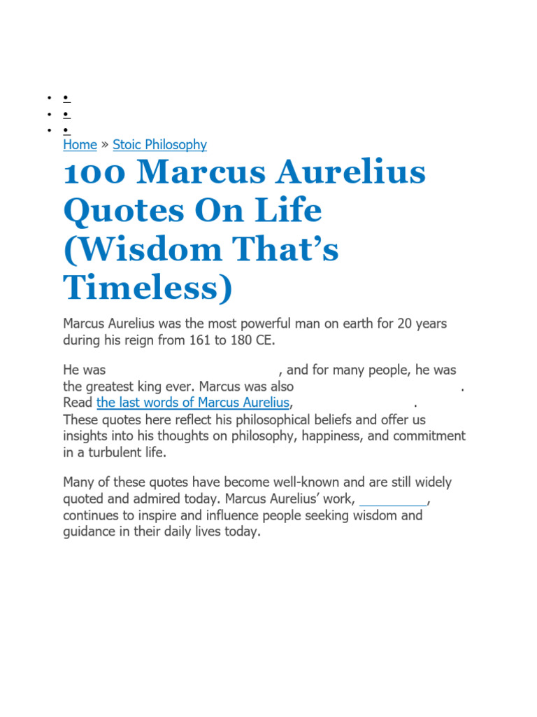100 Quotes on Happiness by Marcus Aurelius | PDF