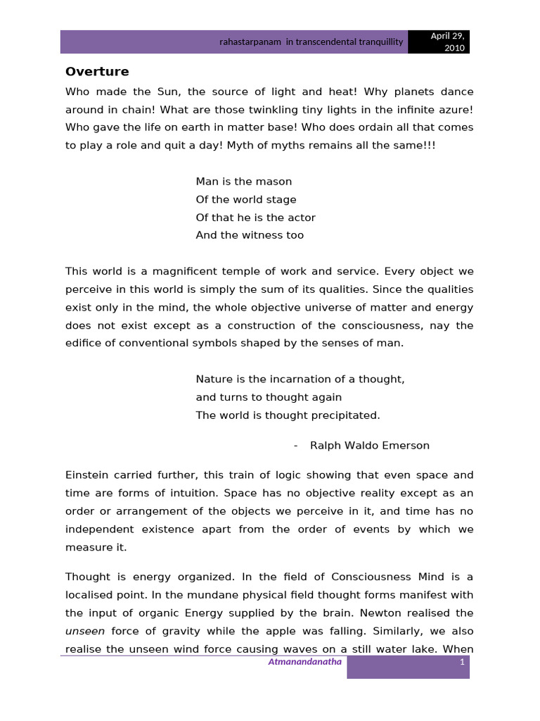 1 Overture | PDF | Moksha | Brahman