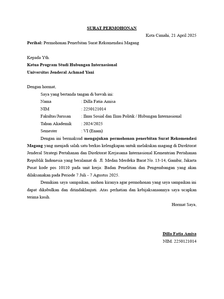 Surat Permohonan | PDF